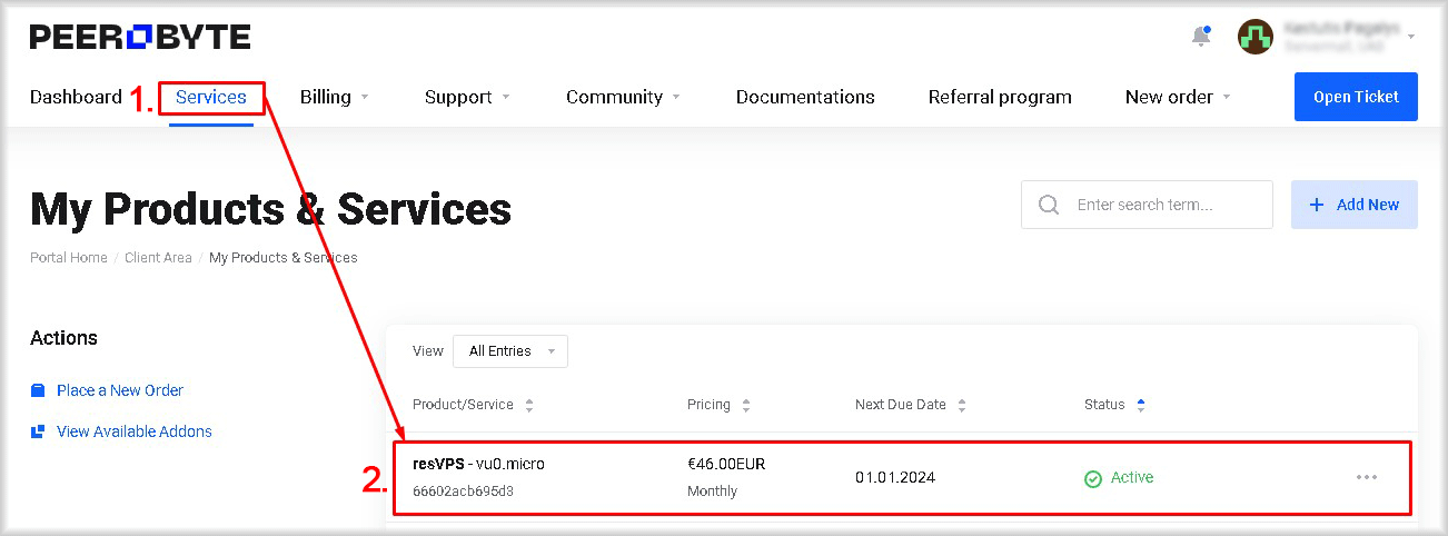 Virtual Machine Control Panel | peerobyte.com